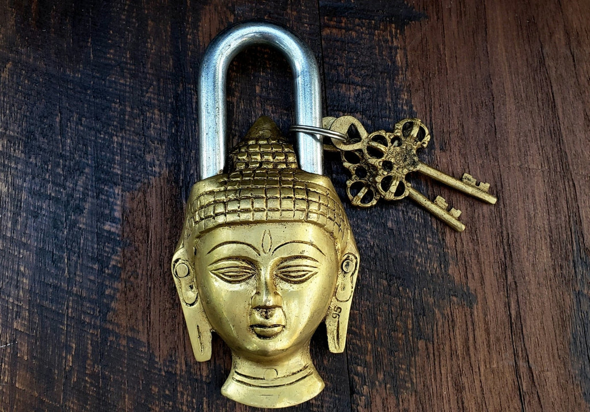Buy Handcrafted Gold Buddha Temple Lock Online | Culture Cross