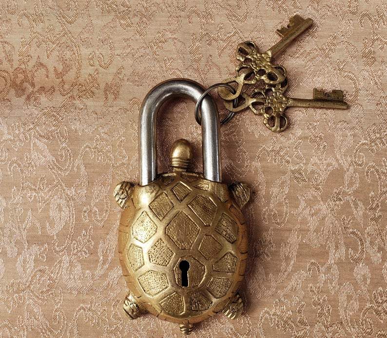 Golden Turtle Temple Lock | Tibetan Temple Lock