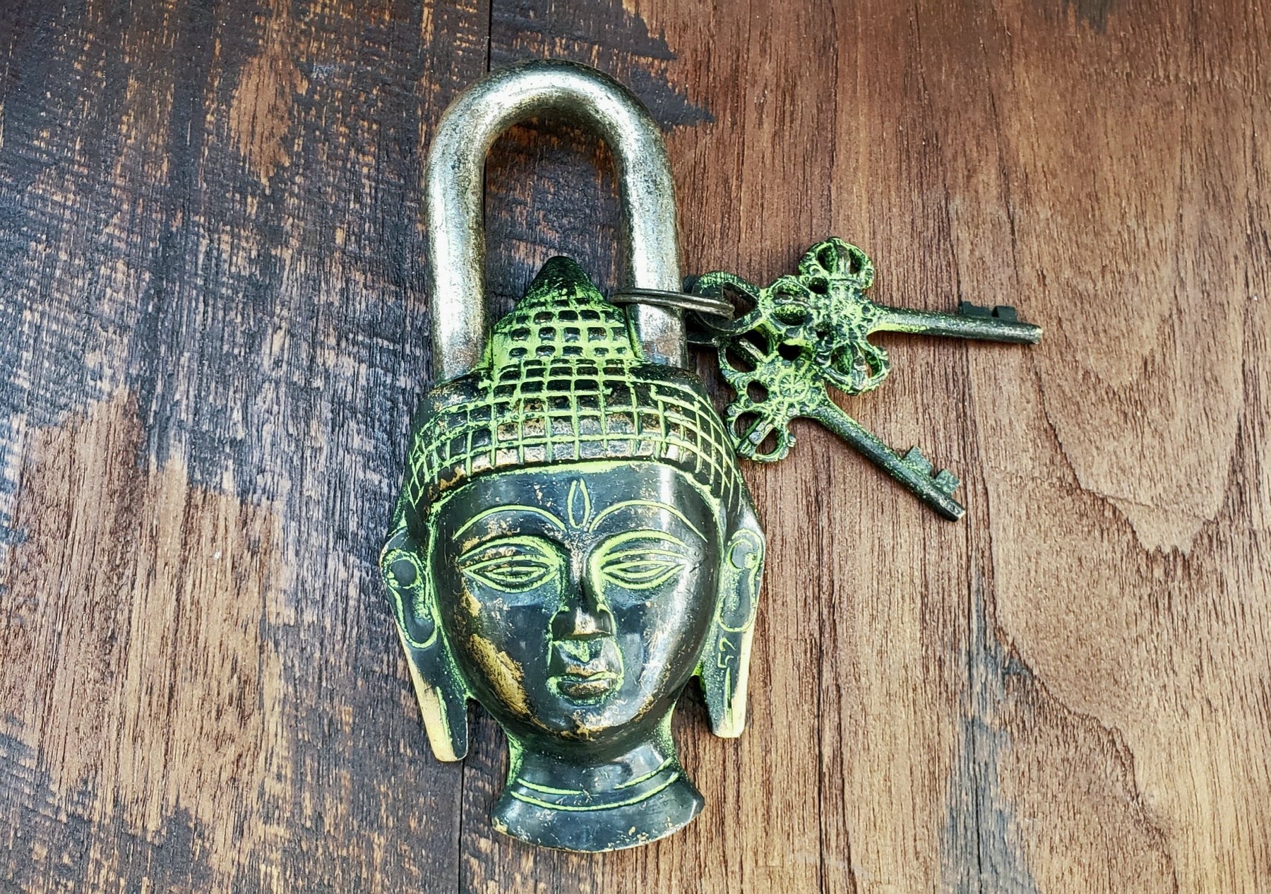 Online Tarnished Tibetan Buddha Temple Lock | Culture Cross